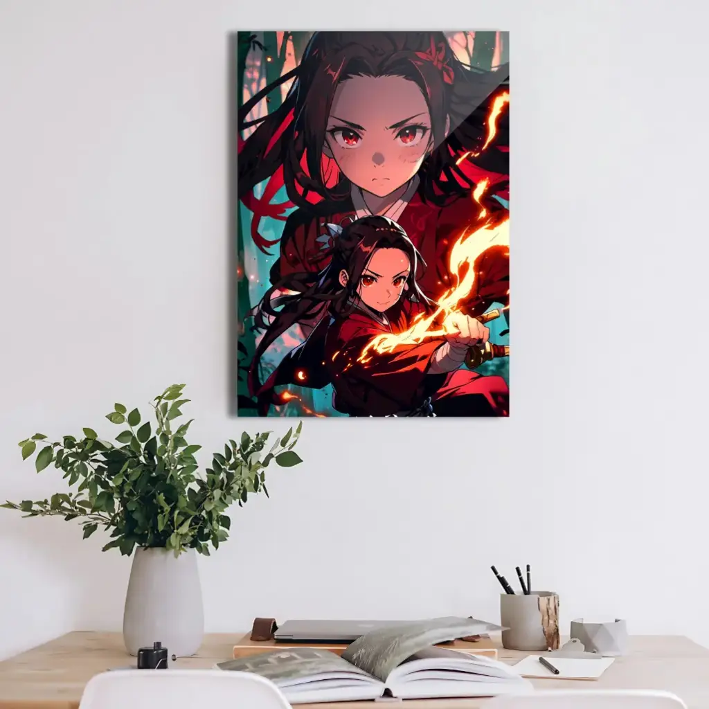 Nezuko Kamado Sword Art Poster – Demon Slayer Anime Wall Decor | Artora